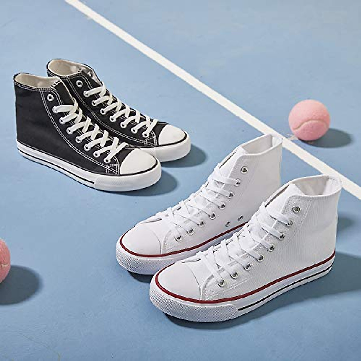 yageyan Womens High Top Canvas Sneakers Lace up Fashion Shoes for Women Casual Classic（Black,8）