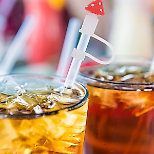 ABOOFAN 2pcs Silicone Straw Caps Mushroom Straw Tip Plugs Reusable Straw Tip Covers Cute Straw Topper Leak-proof Straw Caps for 6-8mm Straws Party Supplies