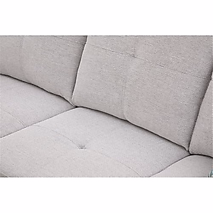 Devion Furniture Polyester Fabric Sectional Sofa with Lift-top Storage Ottoman, Tufted Design, in Light Gray Finish