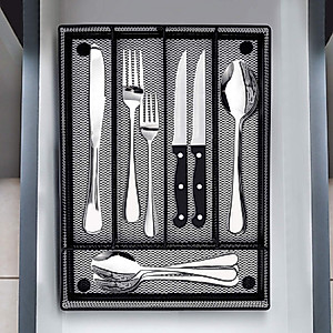 LIANYU 40-Piece Silverware Set with 8 Steak Knives, Silverware Utensil Drawer Organizer, Stainless Steel Cutlery Flatware Eating Utensils Set Service for 8, Dishwasher Safe, Mirror Polished