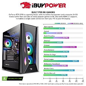 iBUYPOWER Pro Gaming PC Computer Desktop TraceMR 224i (Intel Core i9-11900KF 3.5 GHz, GeForce RTX 3090 24 GB, 32GB DDR4, 1 TB SSD + 2 TB HDD, WiFi Ready, Windows 11 Home)