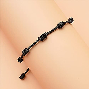 COLORFUL BLING Handmade 7 Knots Red String Thread Bracelet Protection Amulet for Success and Prosperity Family Couple Lovers Friendship Bracelets Jewelry for Women Men Teen-6pcs red Black