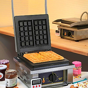 Equipex GES20/1 Single Cast Iron Plate Waffle Maker with Liege Pattern Plate, Stainless Steel, 208/240v, NSF
