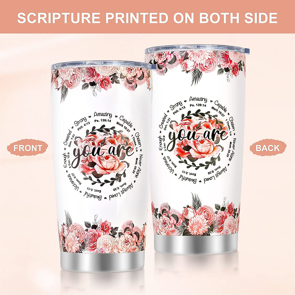 Wallcup Christian Gifts for Women, Religious Birthday Gift for Women Faith, Inspirational Gift for Her, Friend, Mom, Sister, Teen, Spiritual Tumbler 20OZ