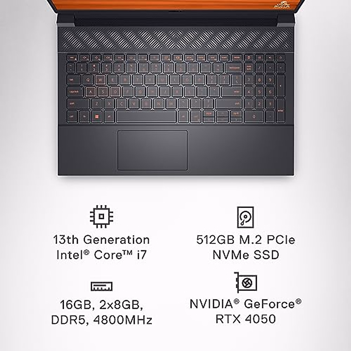 Dell G15 5530 Gaming Laptop - 15.6-inch FHD (1920x1080) 165Hz Display, Core i7-13650HX, 16GB DDR5 RAM, 512GB SSD, NVIDIA GeForce RTX 4050, Intel Wi-Fi 6, Windows 11 Home - Dark Shadow Gray,Black