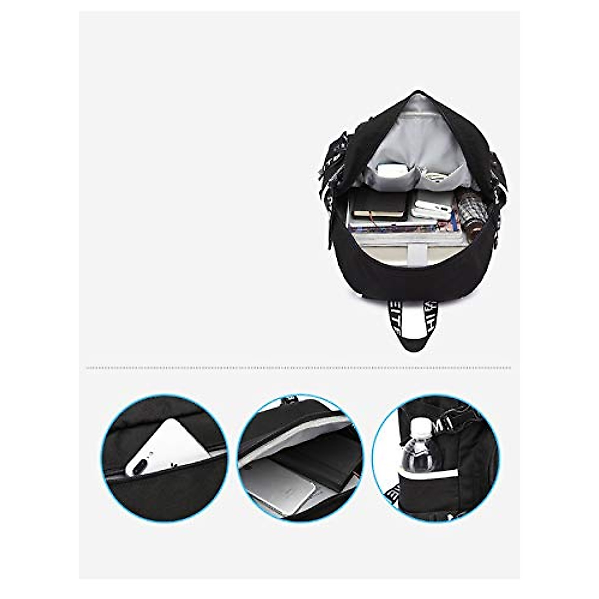 JUSTGOGO Luminous KPOP MONSTA X Backpack Daypack Laptop Bag College Bag Book Bag School Bag with USB Charging Port