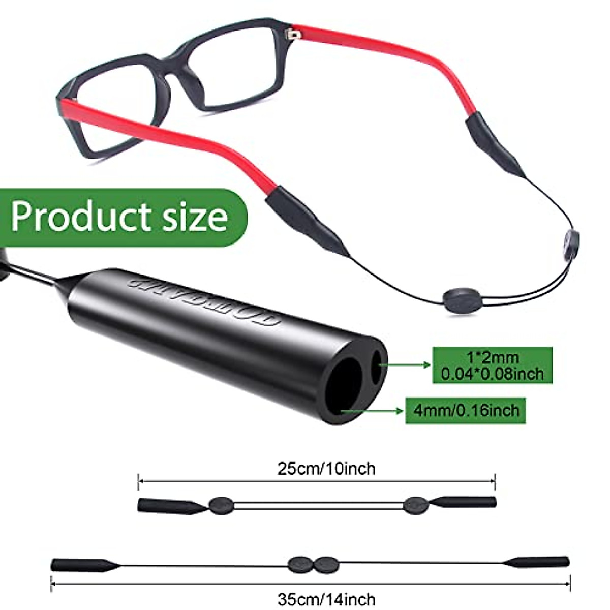 SMARTTOP Glasses Strap, upgraded two holes adjustable Glasses holder-No Tail Eyeglasses string strap-Sunglass holder -4 pack