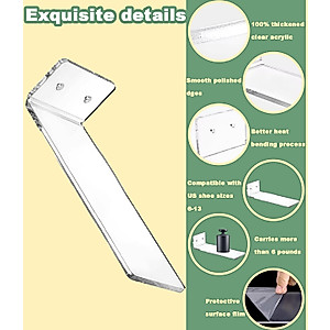 UVAPEK Floating Shoe Display Shelf, 6 Pack Acrylic Levitating Shoe Shelves for Wall Mount, Floating Shelves for Bedroom Playroom Showcase Sneaker Collection or Shoes Box, Easy to Install, Square-6