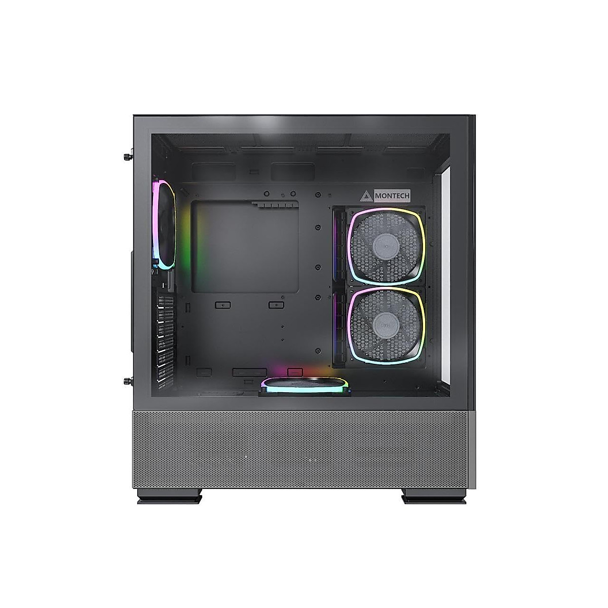 Montech Sky Two, Dual Tempered Glass, 4X PWM ARGB Fans Pre-Installed, ATX Gaming Mid Tower Computer Case, Type C, High Airflow Performance- Black