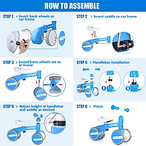 Peradix Baby Balance Bikes Adjustable Bicycle | Riding Toys for 10 Months Old Toddlers Children Boys Girls | No Pedal Silent Wheels Bicycle | Best First Birthday Gift