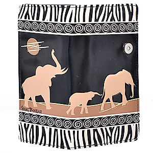 Shag Wear Women's Vegan Faux Leather Clutch Purse with Multi-card Holder Zipper Around Closure, Black Elephant Safari