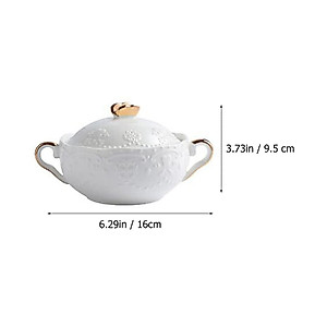 Hemoton Coffee Cups Ceramic ceramic stew pot with tray lid and porcelain soup bowl steam bowl soup bowl steaming cup food bowl for kitchen egg custard medicinal birds white Decaf Coffee