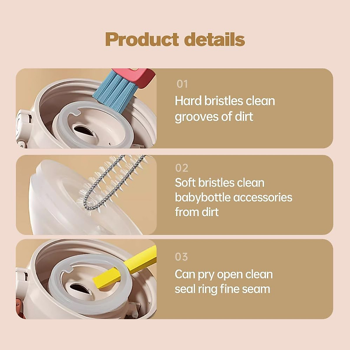 Generic 3 in 1 Cup Lid Cleaning Brush, Crevice Cleaning Brush for Bottle Gap Tight Spaces Cup, Multifunctional Cleaning Brush Portable Cup Lid Cleaner with Brush (3PCS), generally, FR46125