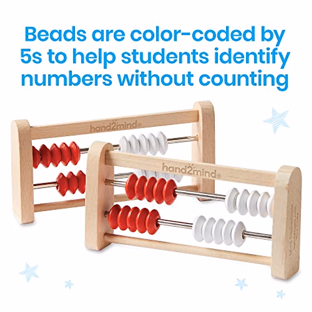 hand2mind Mini 20 Bead Wooden Rekenrek, Abacus for Kids Math, Math Manipulatives Kindergarten, Counting Rack for Kids, Counters for Kids Math, Educational Toys for Elementary Kids (Set of 4)