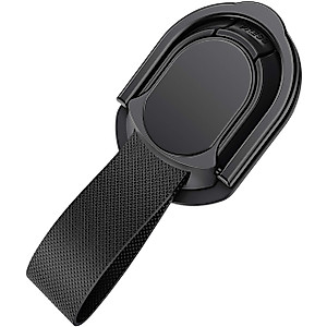 Ghostek LOOP Magnetic Phone Strap Holder for Hand with Kickstand Ergonomic Finger Grip Works with Car Mounts and Detachable for Wireless Charging Designed for iPhone, Galaxy, Pixel Case Covers (Black)