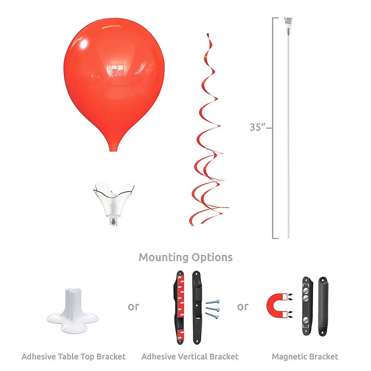 PermaShine - Reusable and Helium Free Single Balloon Kit - Permanent Plastic Indoor and Outdoor Balloons