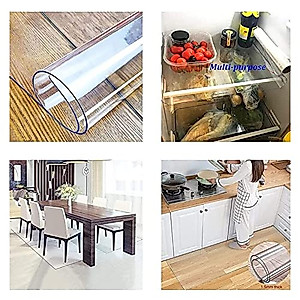 Clear PVC Desk Chair Mat 1.5mm Clear PVC Floor Protector Mat,Transparent Non-Slip Office Chair Mat,Plastic Vinyl Floor Runner Protector Waterproof Dustproof,60/80/90/100/120/140cm wide for Office & Ho