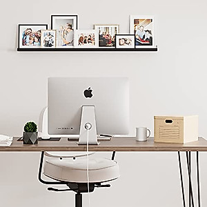 Wallniture Boston Picture Ledge Shelf 46" Wall Decor Black Bookshelf for Picture Frames, Toddler Toys, Kids Books