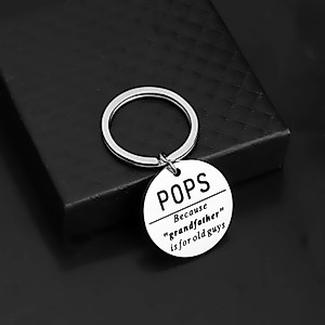 TIIMG Pops Keychain Grandfather Gift Grandpa Birthday Gift Grandfather Gift from Grandkids (Pops old guys)