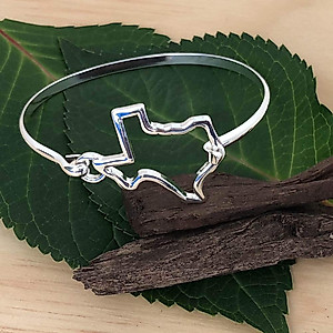 PammyJ Silvertone State of Texas Bangle Bracelet