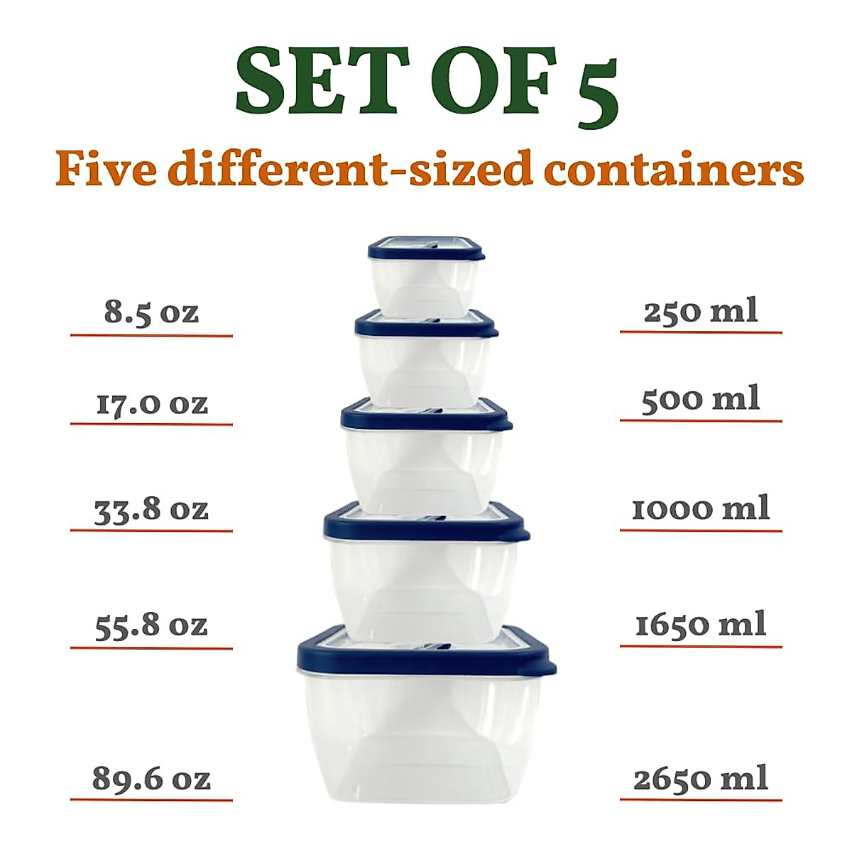 GODAGE 10-Piece Food Storage Containers with Vented Lids, Airtight and BPA Free, Stackable, Microwave, Freezer, and Dishwasher Safe (Blue)