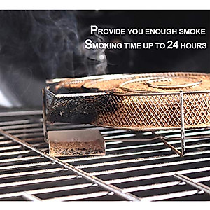 Realcook 13.78 inch Cold Smoke Generator for BBQ Grill or Smoker Wood dust Hot and Cold Smoking Salmon Meat Burn Time up to 18-24 Hours