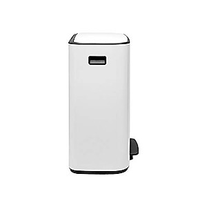Brabantia Bo Step On Pedal Trash Can, 1 Inner Bucket (16 Gal), White