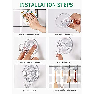 ZBYOMI Suction Cup Hooks, Reusable Vacuum Suction Cup Hooks, Punch-Avoided Suction Hooks- Powerful Waterproof Shower Hooks for Bathroom，Kitchen，Glass Door use
