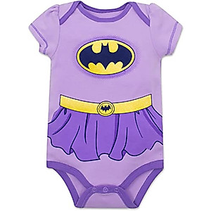 WARNER BROS Justice League Newborn Baby Girls 5 Pack Cosplay Costume Bodysuits Logo Girls 0-3 Months