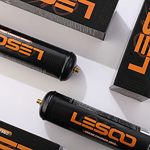 LesooWhip 615g Whipped Cream Charger 1 Box Pure N2O Tank 0.99 Liter Nitrous Oxide Cylinders with Most Cream Whippers(6 cylinders)