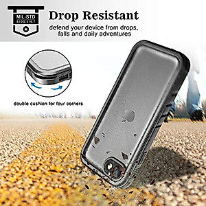 SPORTLINK Waterproof Case for iPhone SE 3rd 2022/iPhone SE 2nd 2020/iPhone 7/8 - Full Body Shockproof Dustproof Phone Screen Protector Rugged Waterproof Case for iPhone SE3/SE2/7/8 (Black)