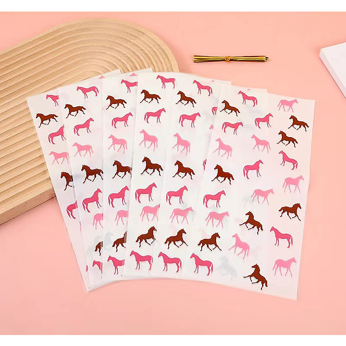 50 Pieces Horse Pink Treat Bags Horse Cellophane Candy Bags Horse Racing Plastic Goodie Storage Bags Horse Party Favor Bags with Twist Ties for Cowboy Theme Birthday Party Supplies