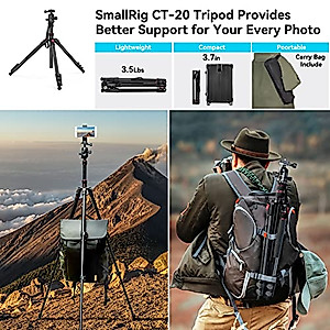 SmallRig 78" Camera Tripod, Foldable Aluminum Tripod & Monopod, 360°Ball Head Detachable and Quick Release Plate, Payload 33lb, Adjustable Height from 18.5" to 78" for Camera, Phone - 3474