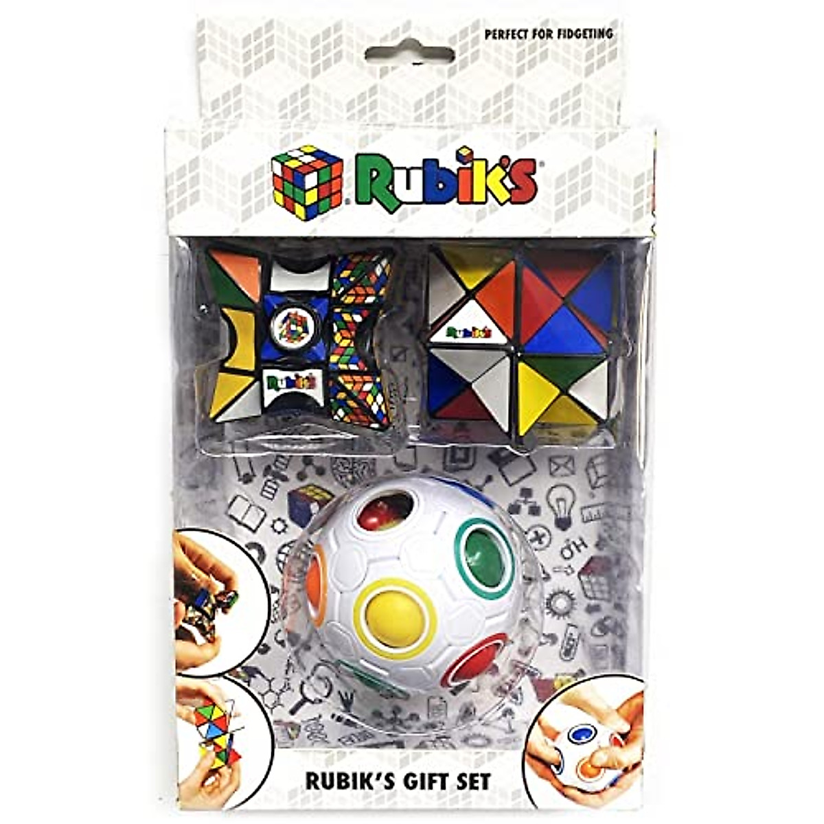 Rubik's Cube 3-Piece Gift Set (Rainbow Ball, Magic Star Puzzle and Magic Star Spinner) Pocket Educational and STEM Toy, Brain Teaser, Stress Relief, Fun, Additive Fidget Toys For Adults, Teen and Kids