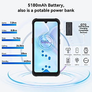Rugged Smartphone Unlocked, (2023)Blackview BV5200 Pro Waterproof Unlocked Android Phones, Octa-core 7GB+64GB/SD 1TB, 10W Fast Charge 5180mAh Battery, ArcSoft® 13MP, NFC, Face ID,6.1''HD+,3 Card Slots