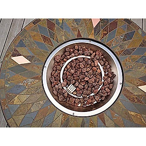 Pebble Lane Living 7pc Swivel Rocking All Weather Wicker Patio Furniture 42" Propane Fire Pit Set - Brown