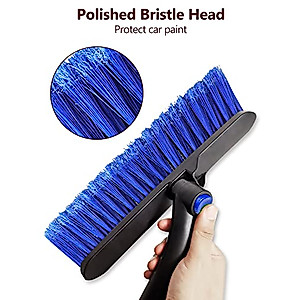auccutro 44'' Snow Brush Ice Scraper for Car Windshield, Extendable Snow Removal Tool Car Brush with Comfortable Foam Grip and Sturdy Aluminum Handle for Car, Truck, SUV