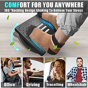 CEECOLES Foot Rest Under Desk at Work with Rocking Design, Ergonomic Foot Stool with Massage Rollers for Pain Relief, Shake Design Footrest with Massage Surface Leg Rest Pain Relief for Office Desk