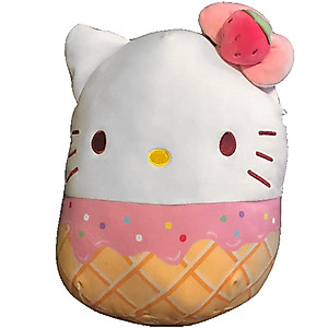 Squishmallows Official Kellytoy Sanrio Squad Squishy Stuffed Plush Toy Animal (Hello Kitty (Strawberry Ice Cream), 12 inch)