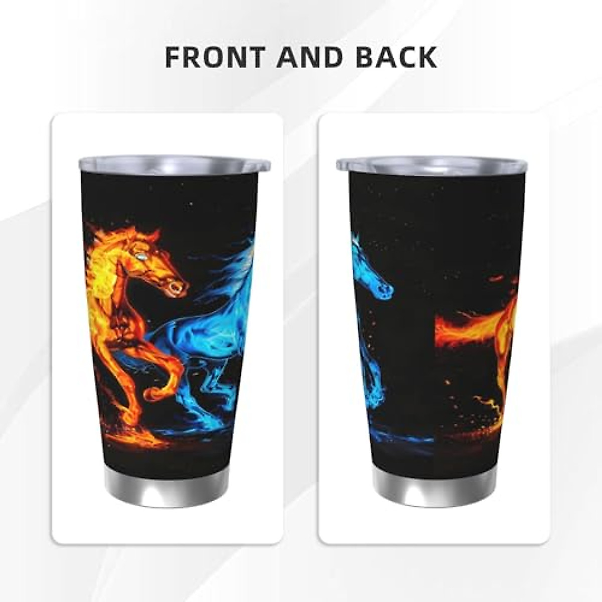 AYCZN Water Fire Horse 20 OZ Tumbler Stainless Steel Travel Coffee Mug, Galaxy Insulated Water Bottle with Lid and 2 StrawsLeakproof Thermal Cup