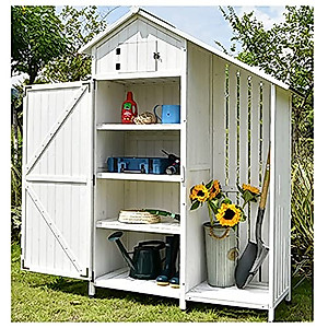 Large Garden Locker, Wooden Backyard Storage Cabinet, Outdoor Storage Shed, Garages Rack Shelves with Plastic Feet, Waterproof Tool Shed for Mower (Size : 181.5cm-A2)