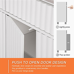 WAMPAT White Dresser for Bedroom with Doors, Modern Baby Dresser Wood Storage Organizer with Solid Wood Legs & Adjustable Shelves for Bedroom, Kids Room, Nursery