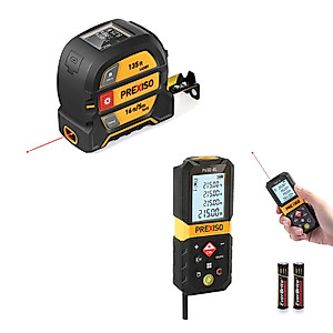 PREXISO 215Ft Laser Measure with Entension for Diagonal Measuring & PREXISO 2-in-1 Digital Laser Tape Measure, 135Ft Rechargeable Laser Distance Meter