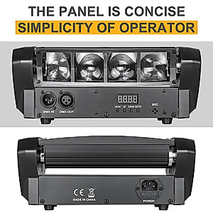 ZKYMZL Spider Moving Head Light LEDs Beam DJ Lights RGBW Sound Activated and DMX512 Control for Party Pub Disco Show Wedding Event Stage Lighting.