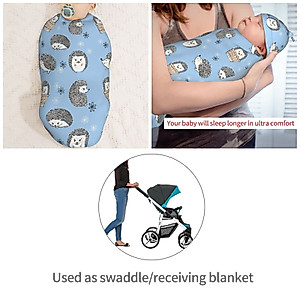 Muishi Cute Hedgehogs Blue Newborn Swaddle Blankets Hat Sets Soft Baby Receiving Blanket Swaddle Sack for Baby Shower Infant Boy Girl Gift