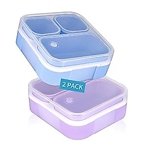 Genteen 2 Packs Kids Lunch Box, Bento Box for Kids, Toddler Lunch Box with 3 Removable Compartments, BPA-Free and Leak-proof Lunch-Box Snack Container for Daycare, School, Ideal Size for Ages 3 to 7