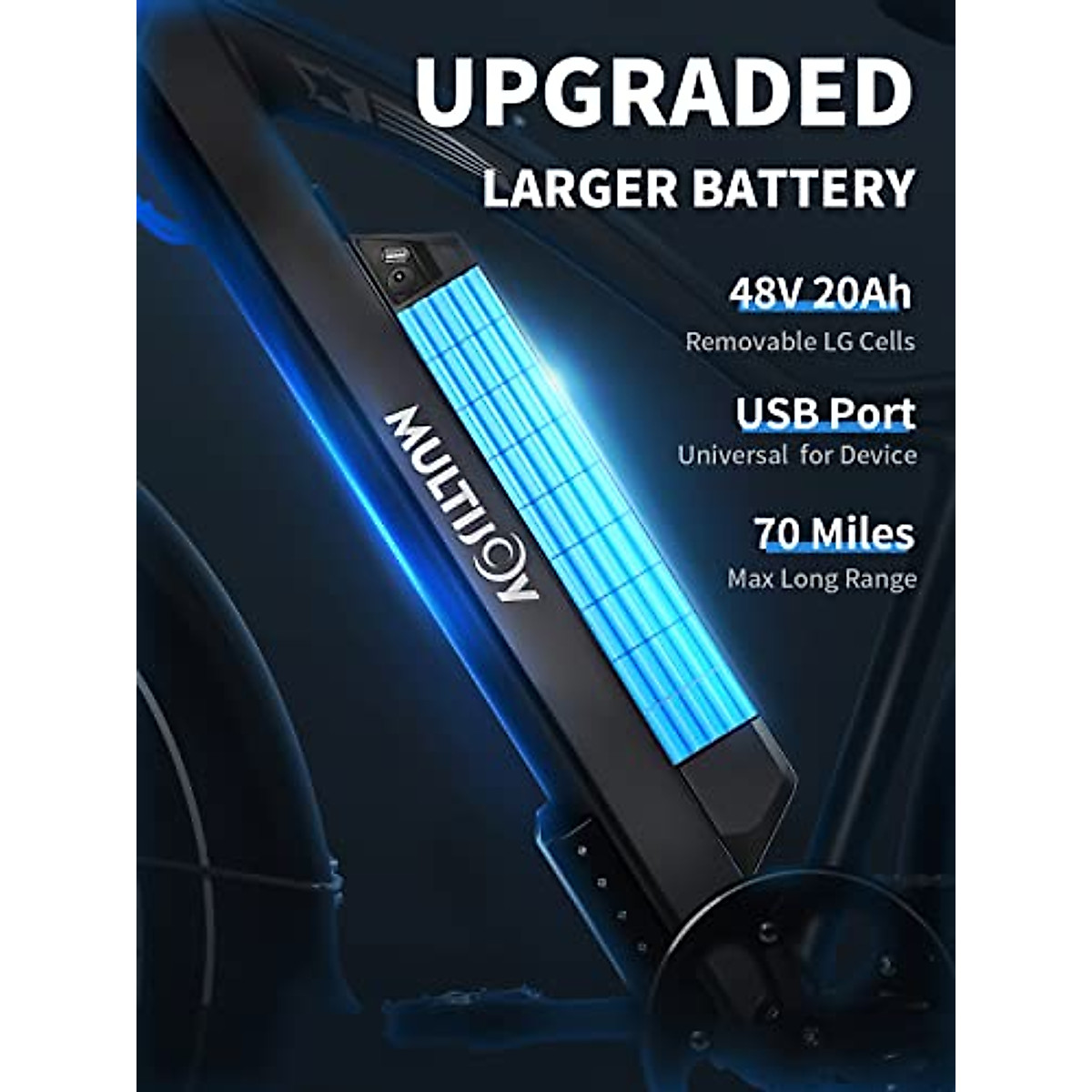 MULTIJOY Electric Bike for Adults,Upgraded 48V 20Ah Removable Battery,Peak 1000W Powerful Motor,70Mi Long Range,26"x4" Fat Tire,UL Certified 7-Speed