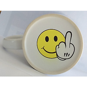 PersonalizedPrinting4u Have a Nice Day, Smiley Face - Middle Finger Suprise on Bottom Your Choice of 11 or 15 Oz Coffee Mug
