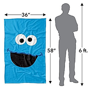 LOGOVISION Sesame Street Cookie Monster Face Officially Licensed Fleece Blanket 36" x 58"