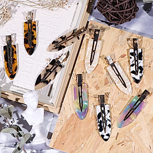 Magicsky 10PCS No Bend Hair Clips for Styling, Acrylic No Crease Curl Small Pin, Bang Barrette Tool for Makeup-Hairstyle Accessories for Women Girls, Leopard White Black